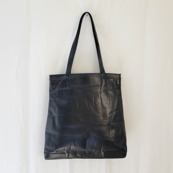 Falor | Bags | Falor Genuine Leather Croc Embossed Tote Bag | Poshmark